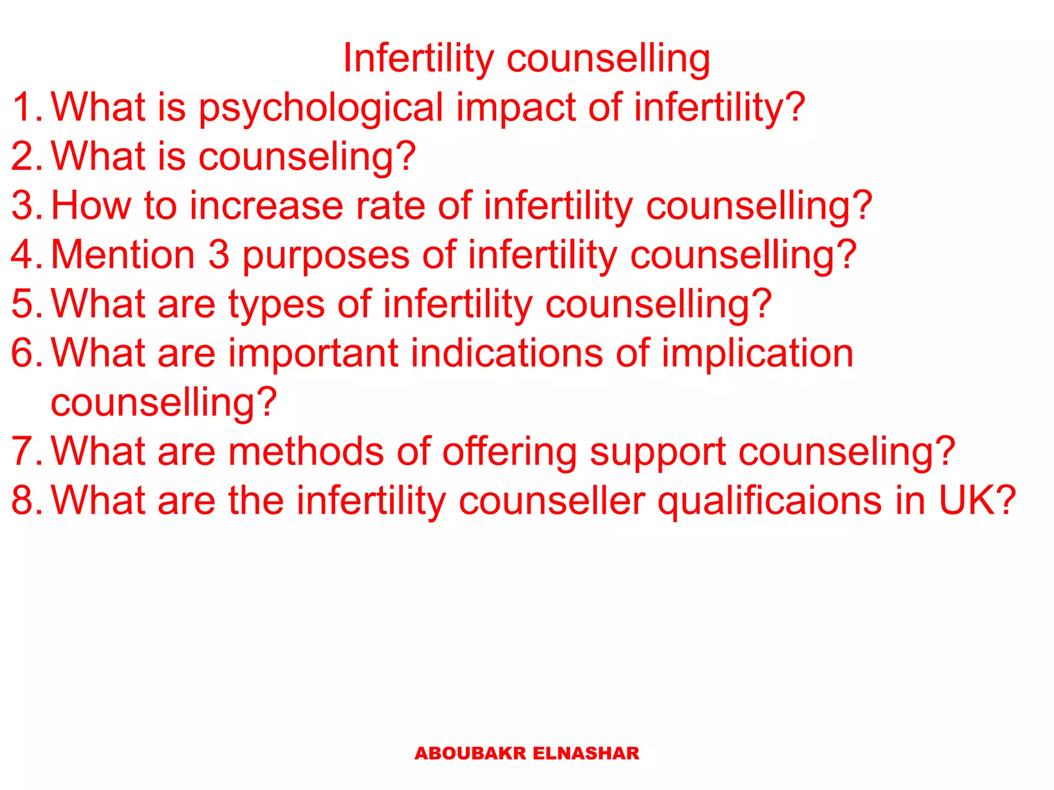 Counselling in infertility | PDF