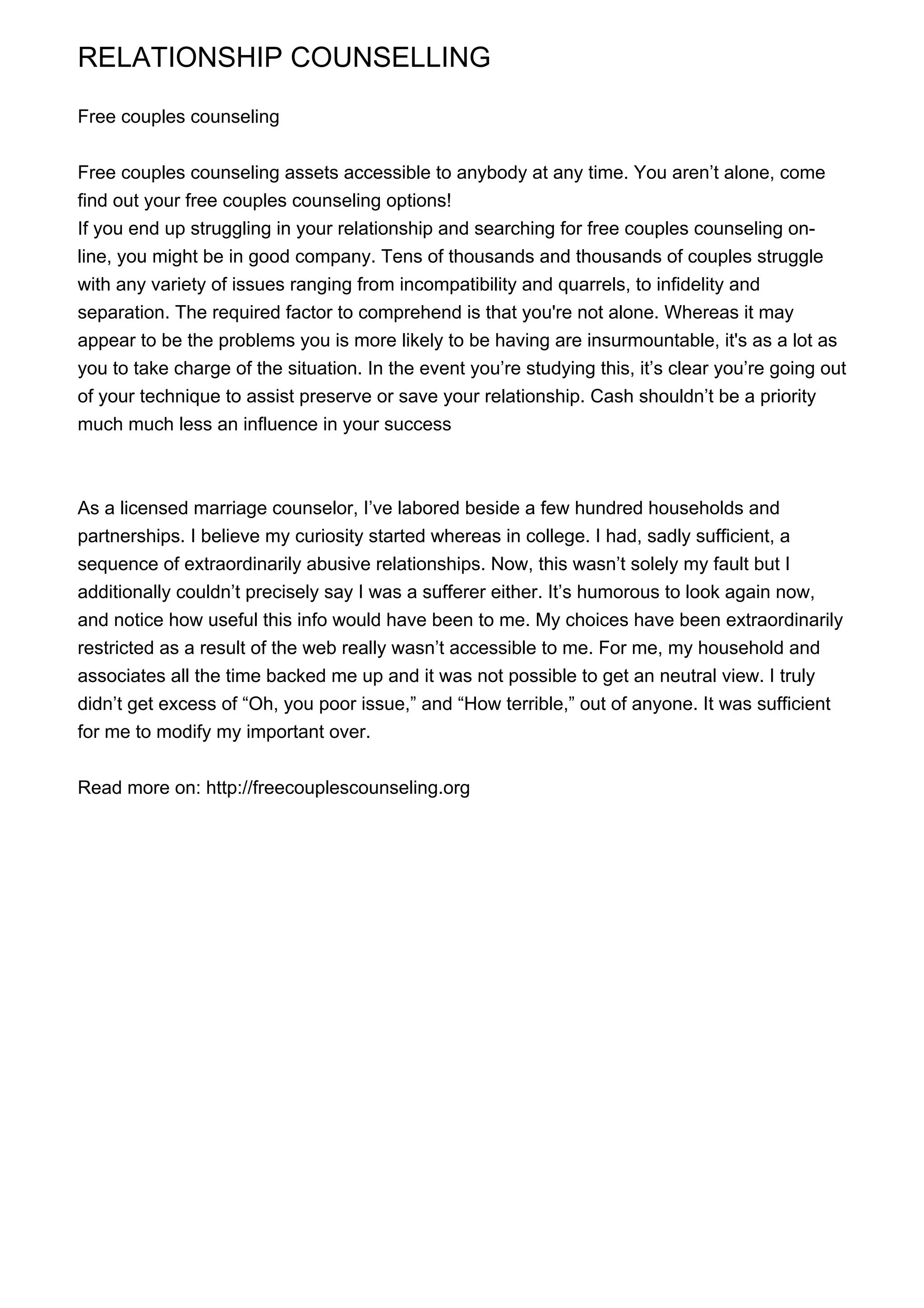 RELATIONSHIP COUNSELLING | PDF