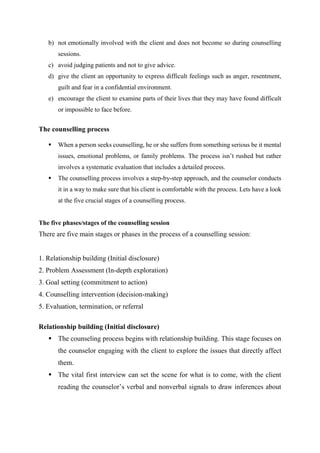 Counselling notes.docx | Mental Health | Diseases and Conditions