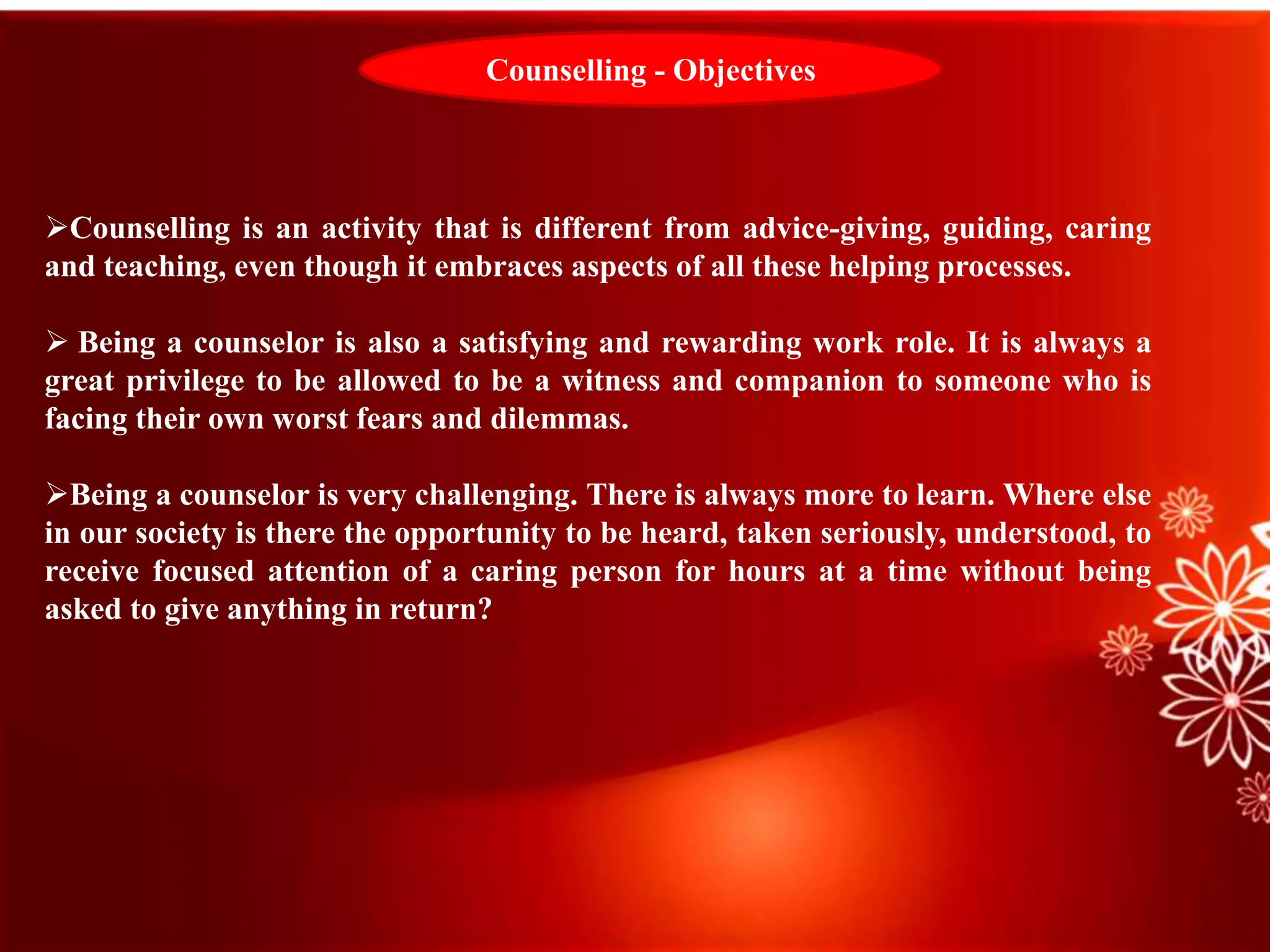 Counselling Objectives-R.D.Sivakumar | PPTX