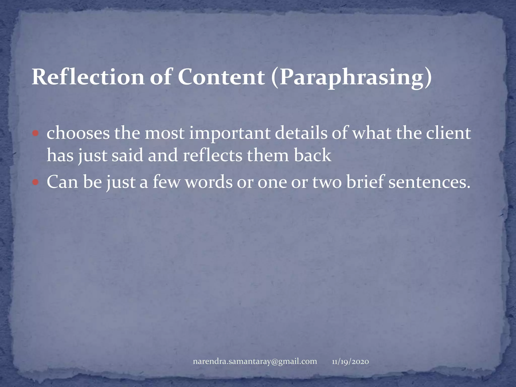 Counselling skills: Micro skills and stages of counselling | PPTX
