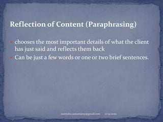 Counselling skills: Micro skills and stages of counselling | PPTX