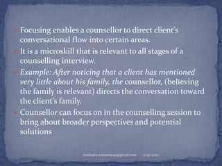 Counselling skills: Micro skills and stages of counselling | PPTX