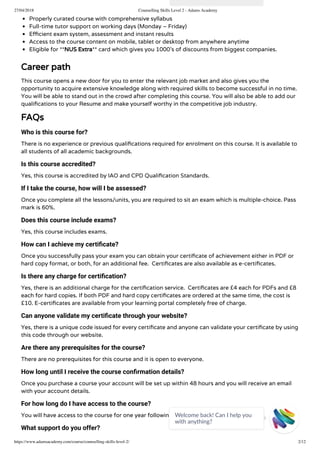 Counselling skills level 2 - Adams Academy | PDF