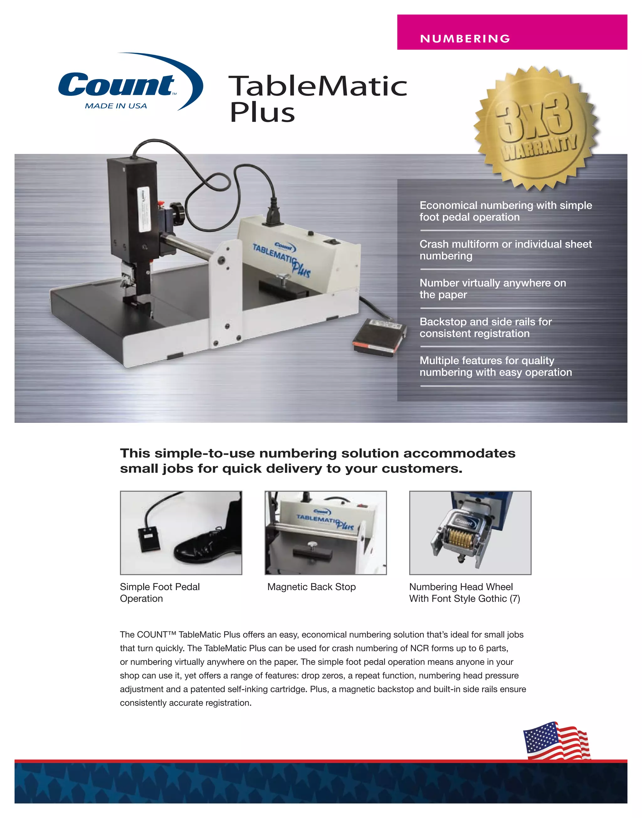 Count Tablematic Plus Numbering Machine - Printfinish.com