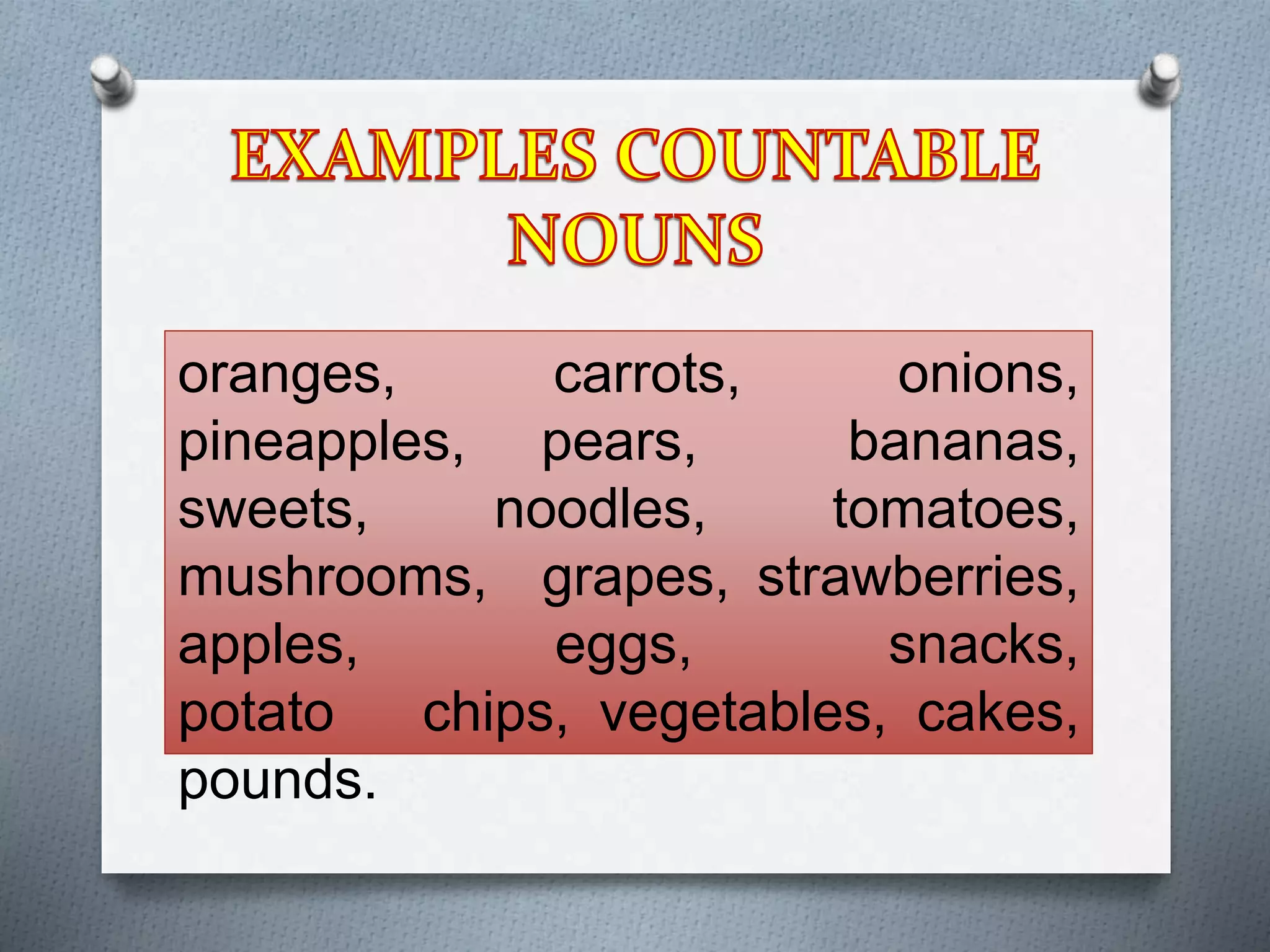 Countable and un-countable nouns | PPT