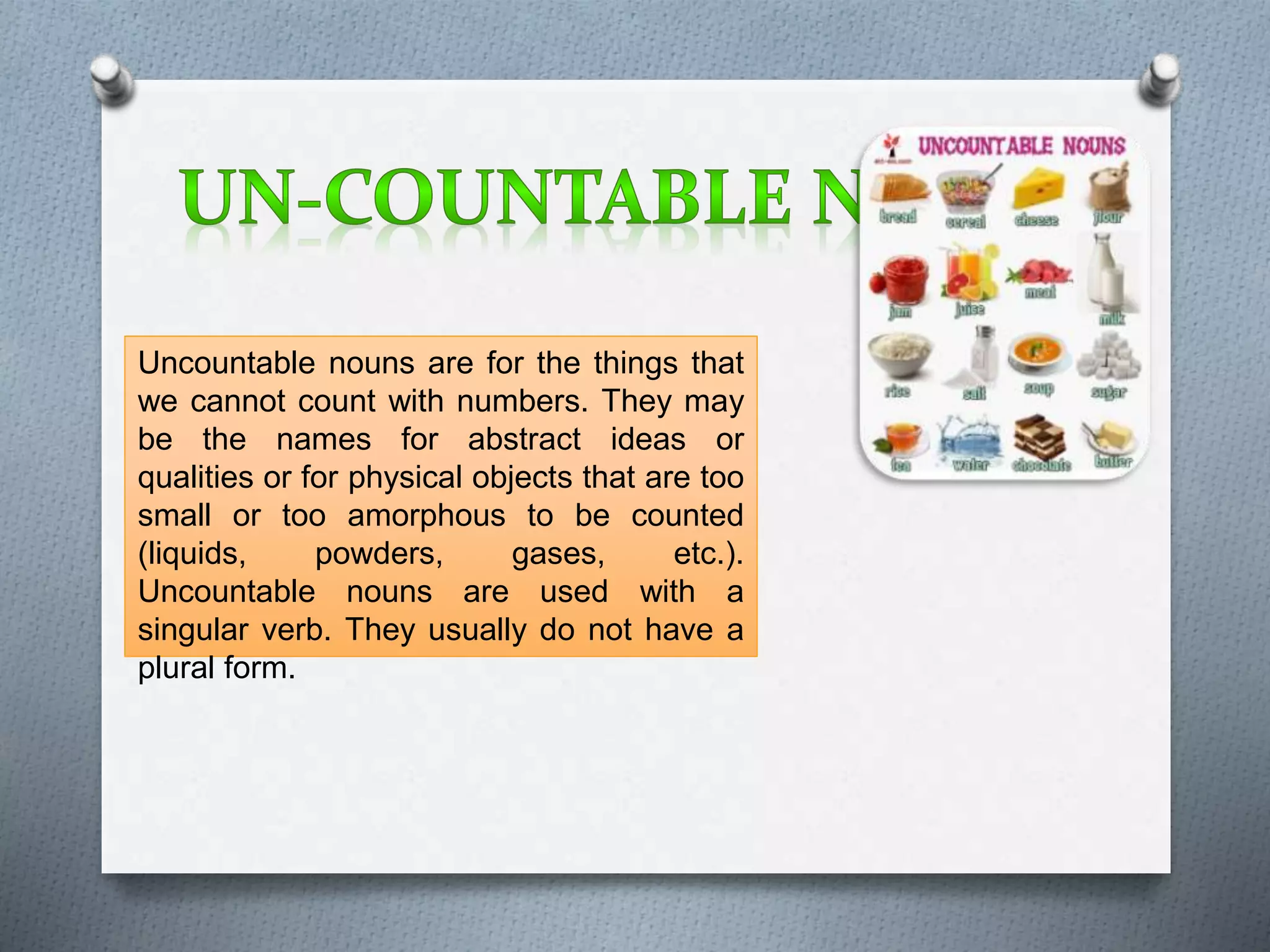 Countable and un-countable nouns | PPT