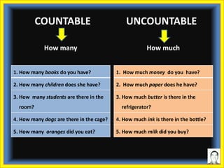 Countable and uncounable nouns | PPT