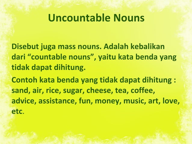 Countable and Uncountable Noun Slide | PPT