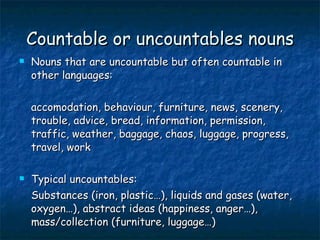 Countable and uncountable nouns | PPT