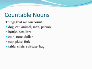 Countable and uncountable nouns | PPT
