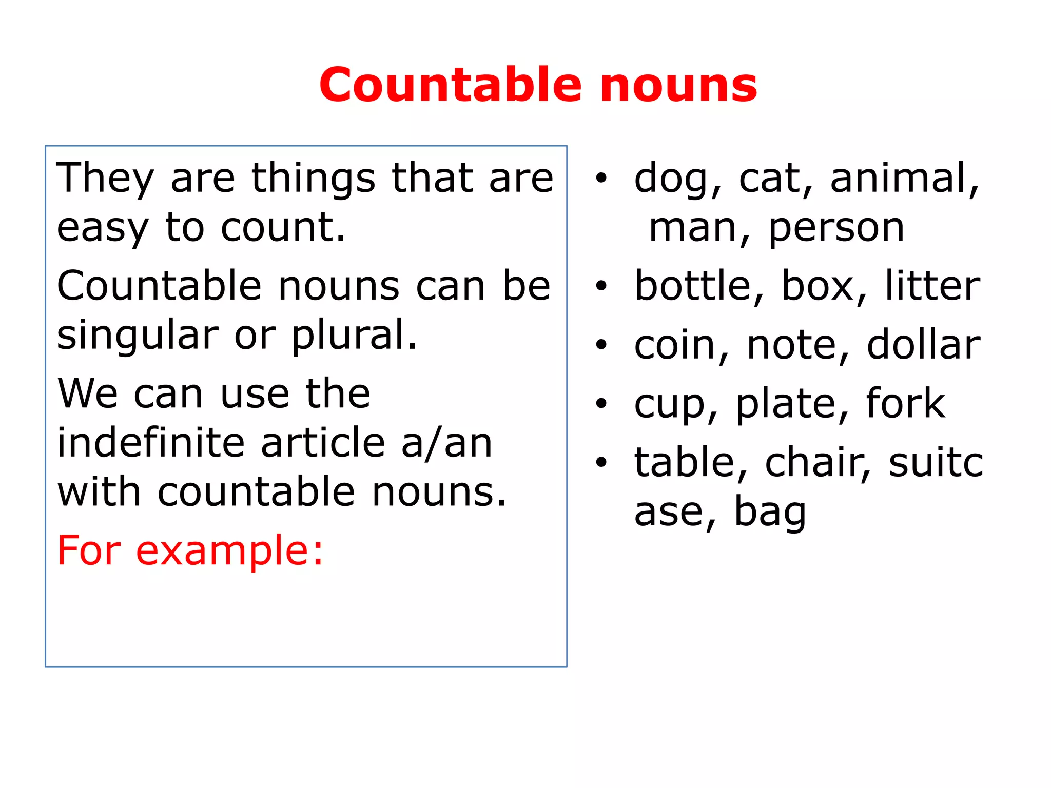 Countable and uncountable nouns | PPTX