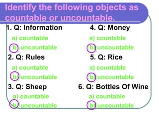 Countable and uncountable nouns | PPT