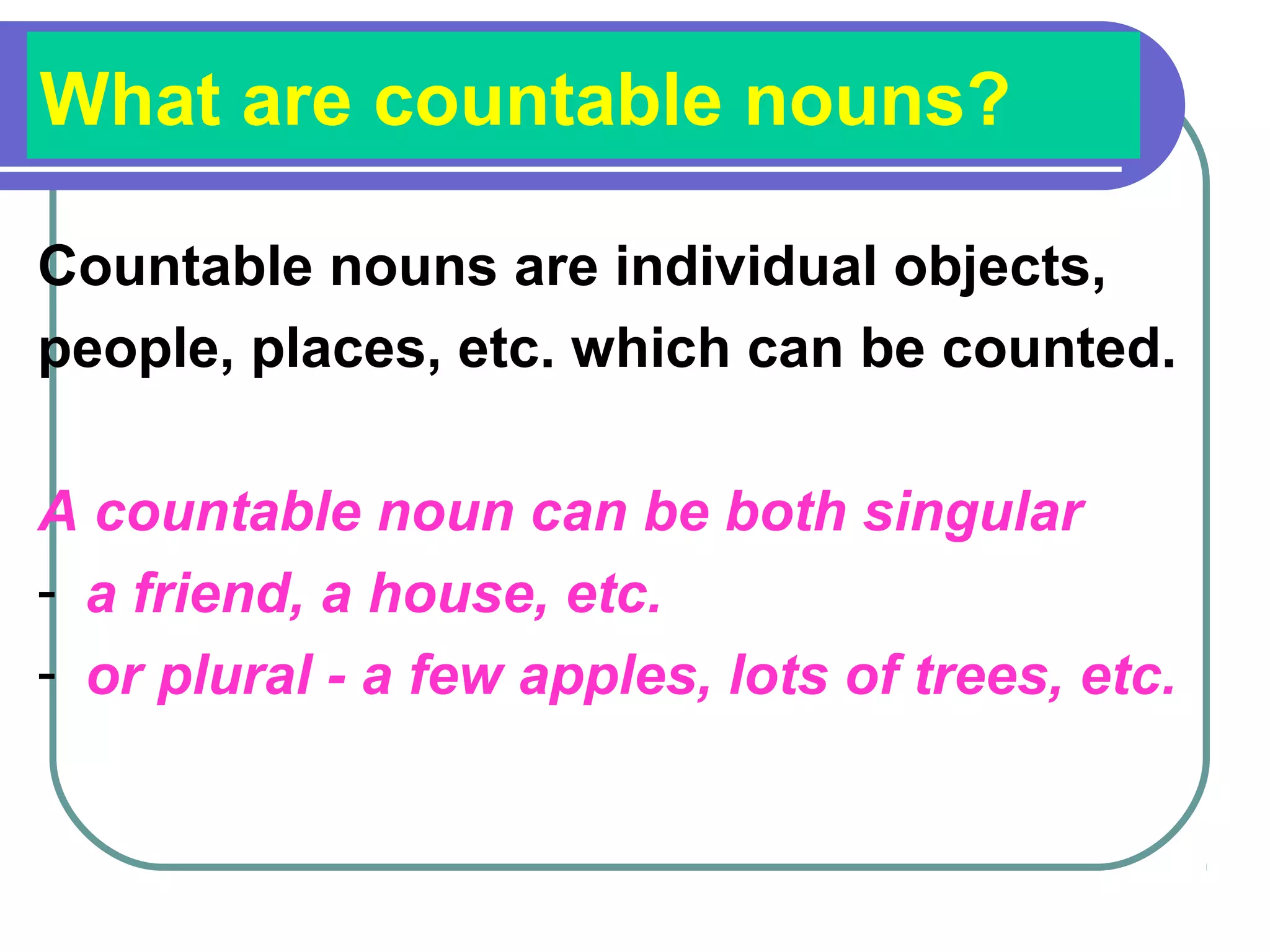Countable and uncountable nouns | PPT