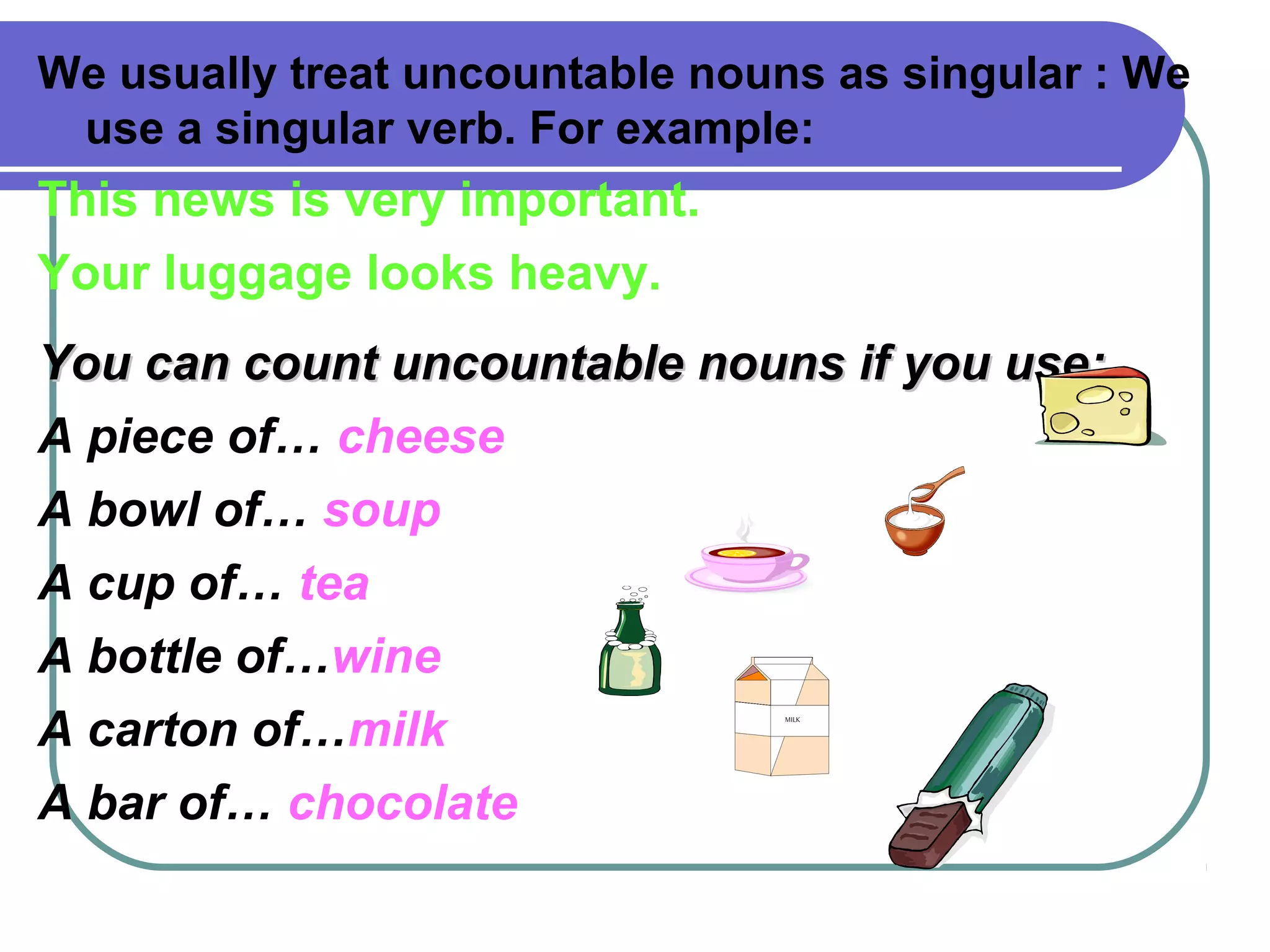 Countable and uncountable nouns | PPT