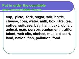 Countable and uncountable nouns | PPT