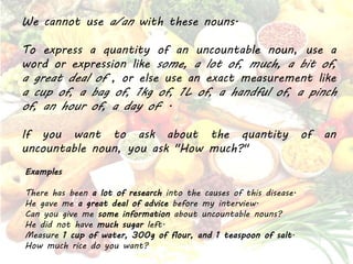 Countable and uncountable nouns | PPTX
