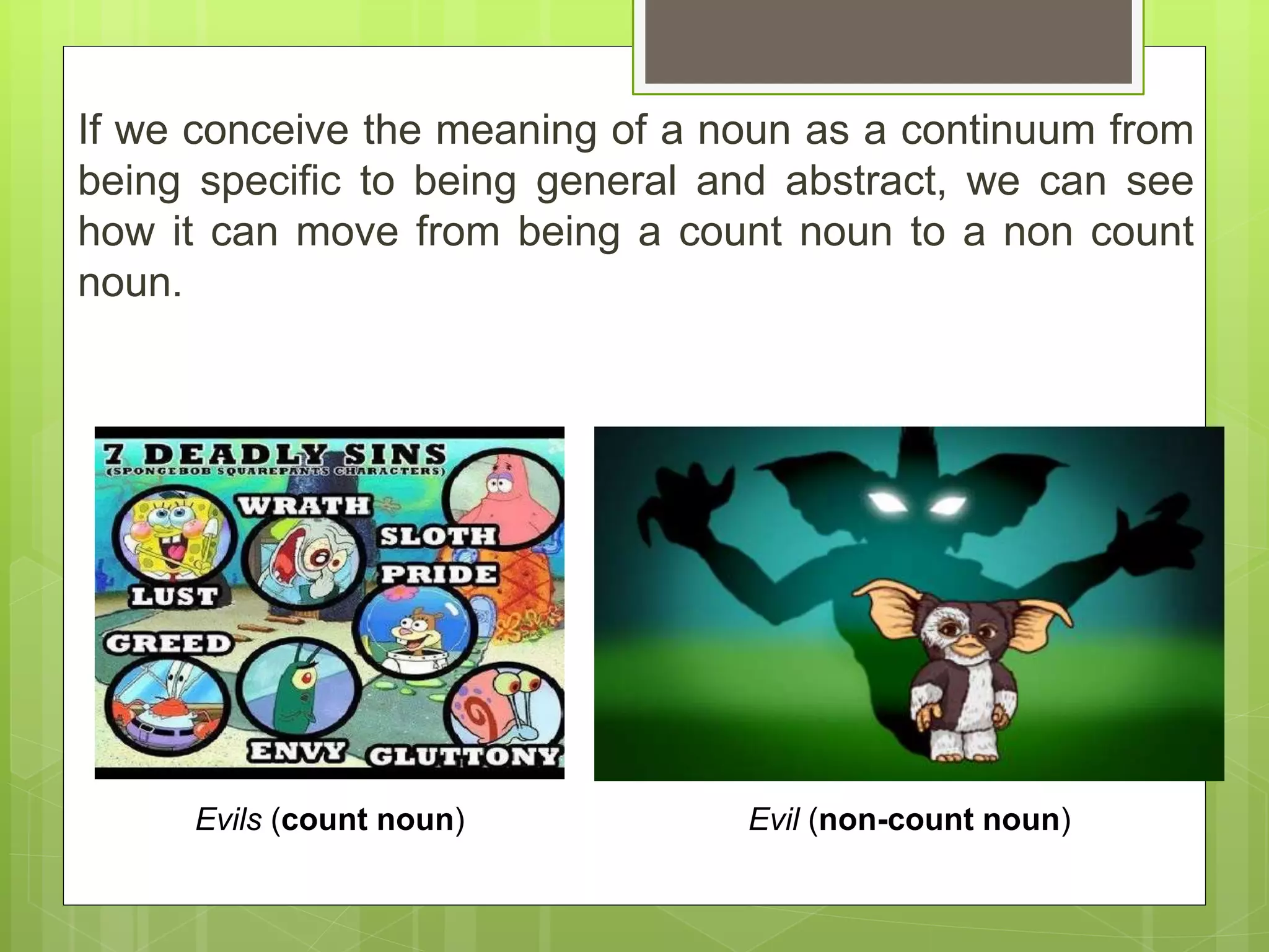 Countable and uncountable nouns, project, group 2 | PPTX