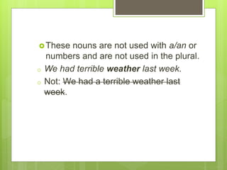 Countable and uncountable nouns, project, group 2 | PPTX