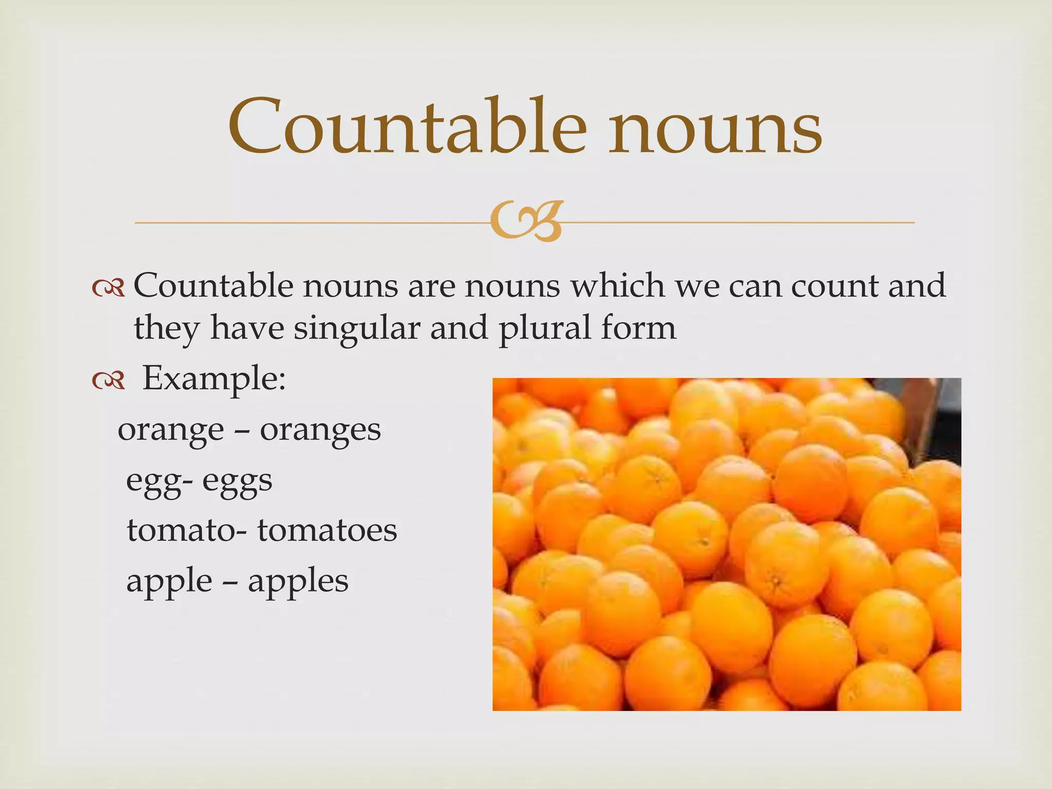 Countable and uncountable nouns | PPT