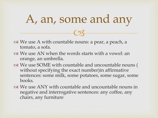 Countable and uncountable nouns | PPTX