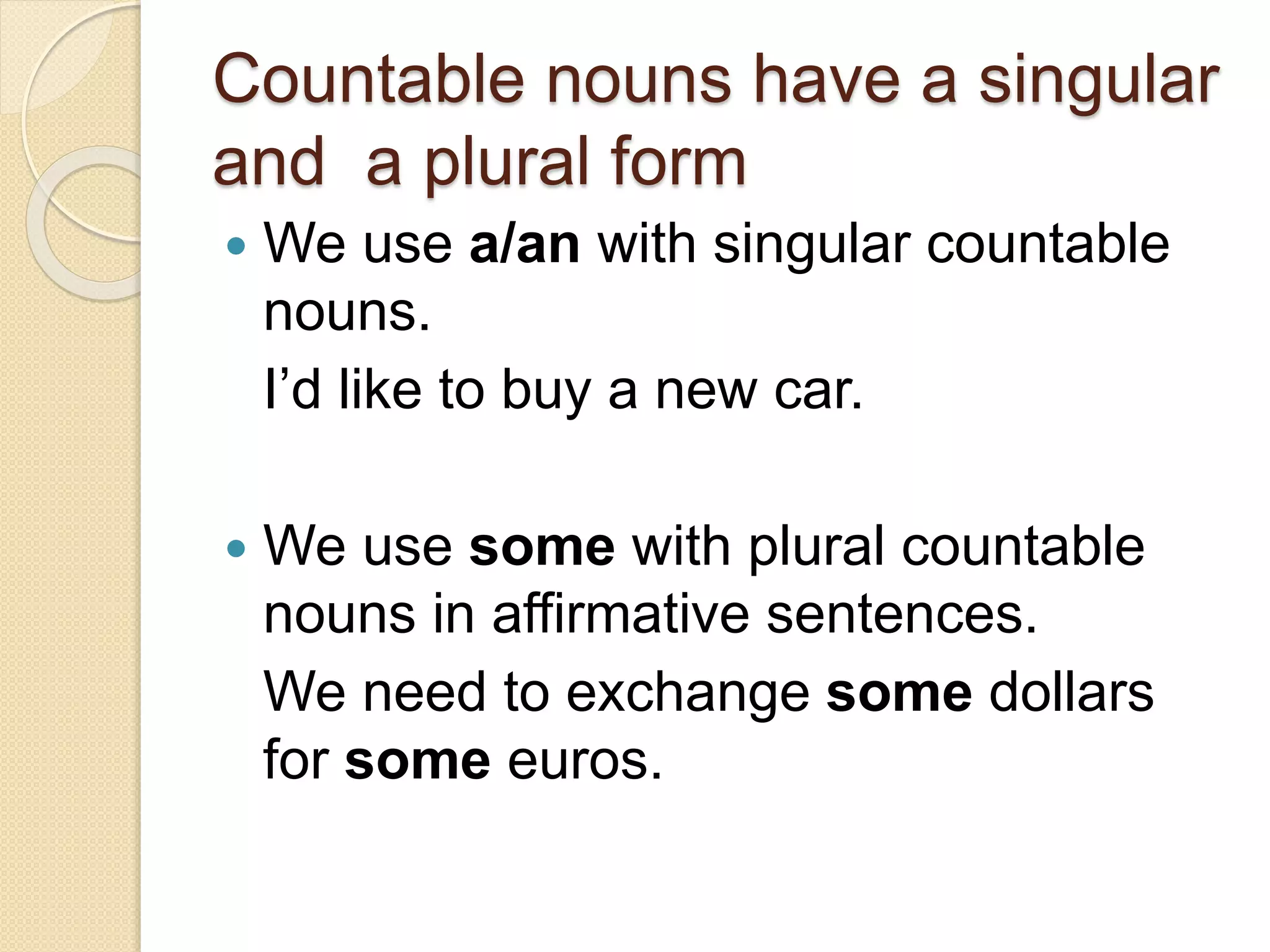 Countable and uncountable nouns | PPTX