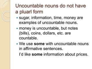 Countable and uncountable nouns | PPT