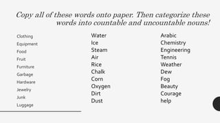 Count, Non Count and Quantifiers | PPT