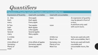 Count, Non Count and Quantifiers | PPT