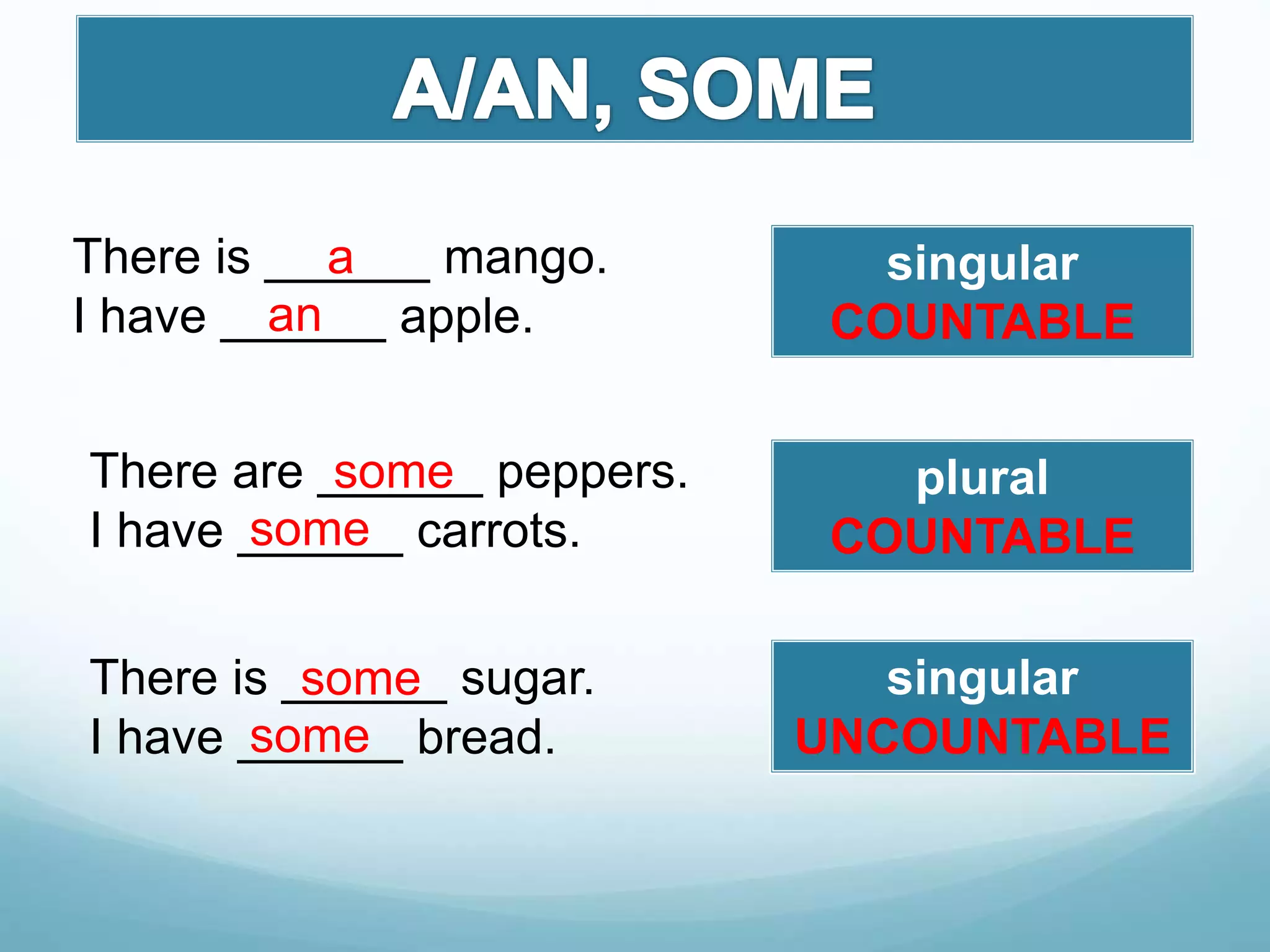 Countable and uncountable nouns | PPTX