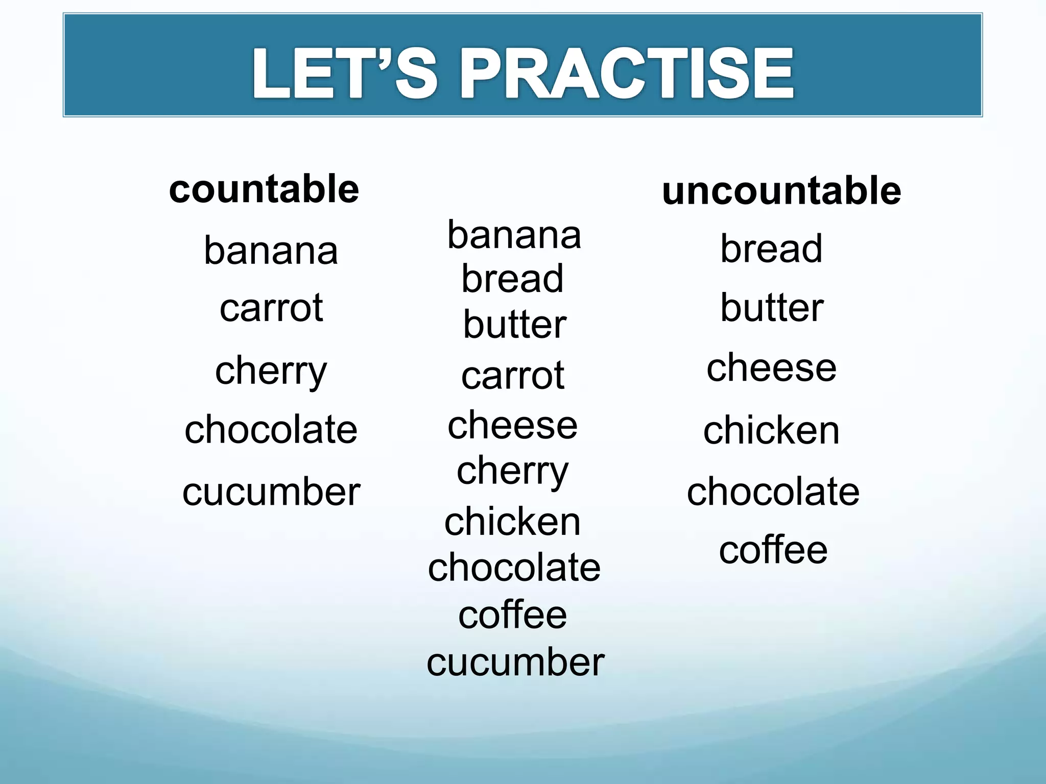 Countable and uncountable nouns | PPTX