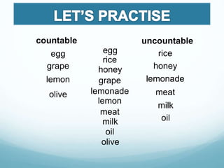 Countable and uncountable nouns | PPTX