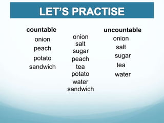 Countable and uncountable nouns | PPT