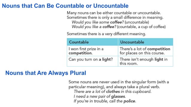 Countable and Uncountable Nouns. Quantifiers.pptx