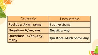 Countable and Uncountable Nouns - English I.pptx