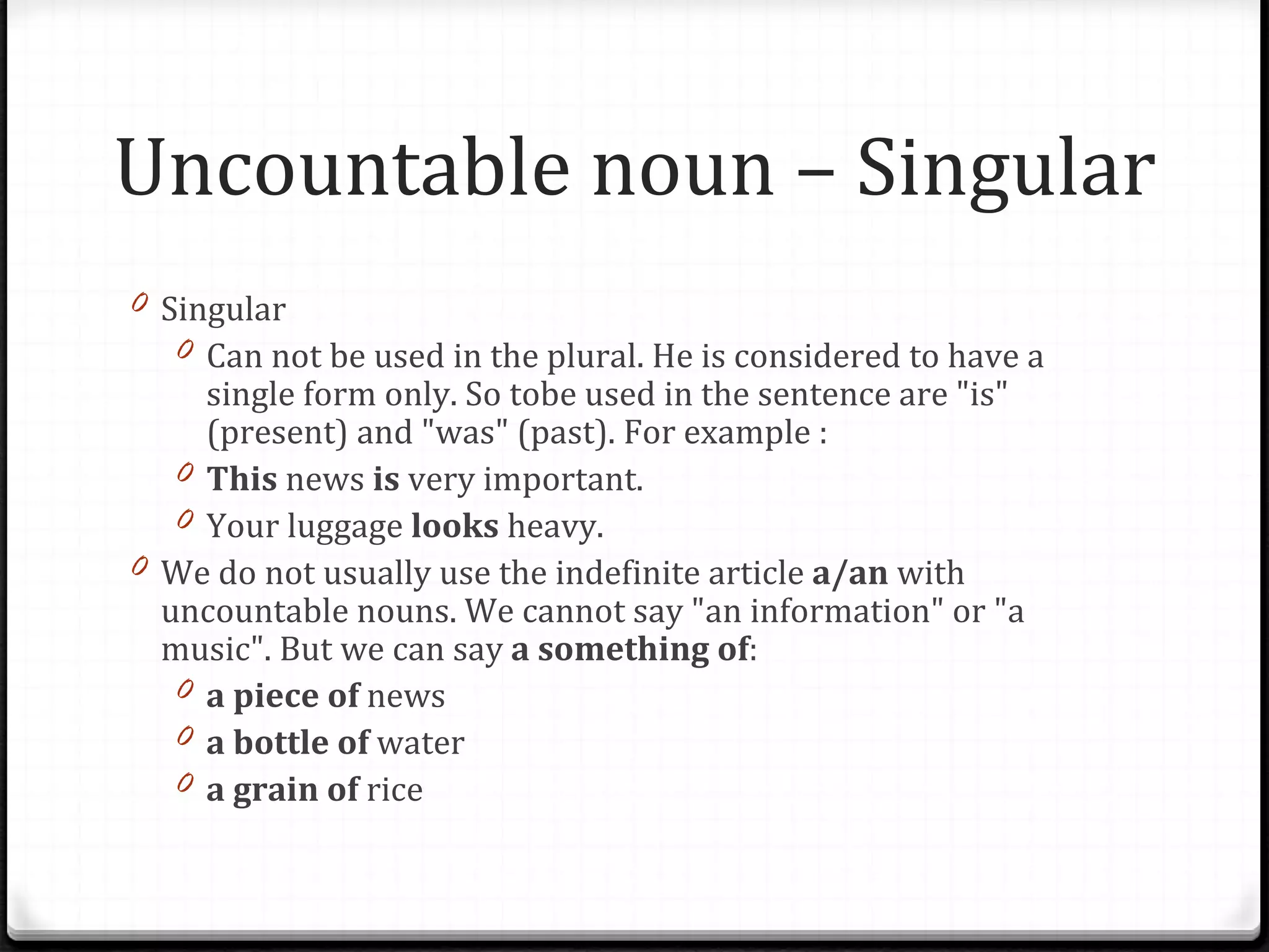 Countable and uncountable nouns 2 | PPT