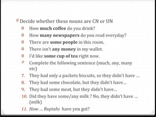 Countable and uncountable nouns 2 | PPT