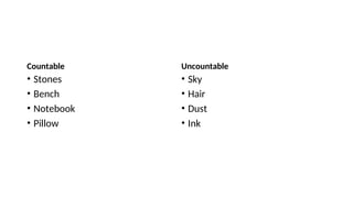 COUNTABLE AND UNCOUNTABLE NOUNS AND SOME ANY.ppt