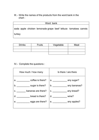 Countable and uncountable nouns exam | DOC