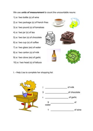 Countable and uncountable nouns exercise | DOC