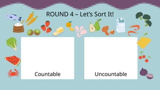 Countable and Uncountable Nouns Quiz Presentation in Colorful Cartoony ...
