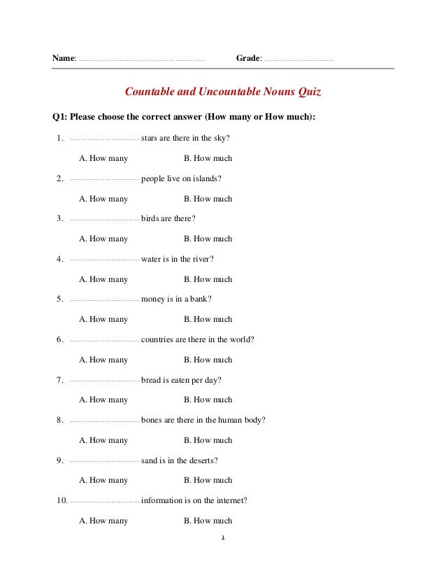 Countable And Uncountable Quiz