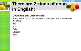 countable uncountable nouns presentation | PPT