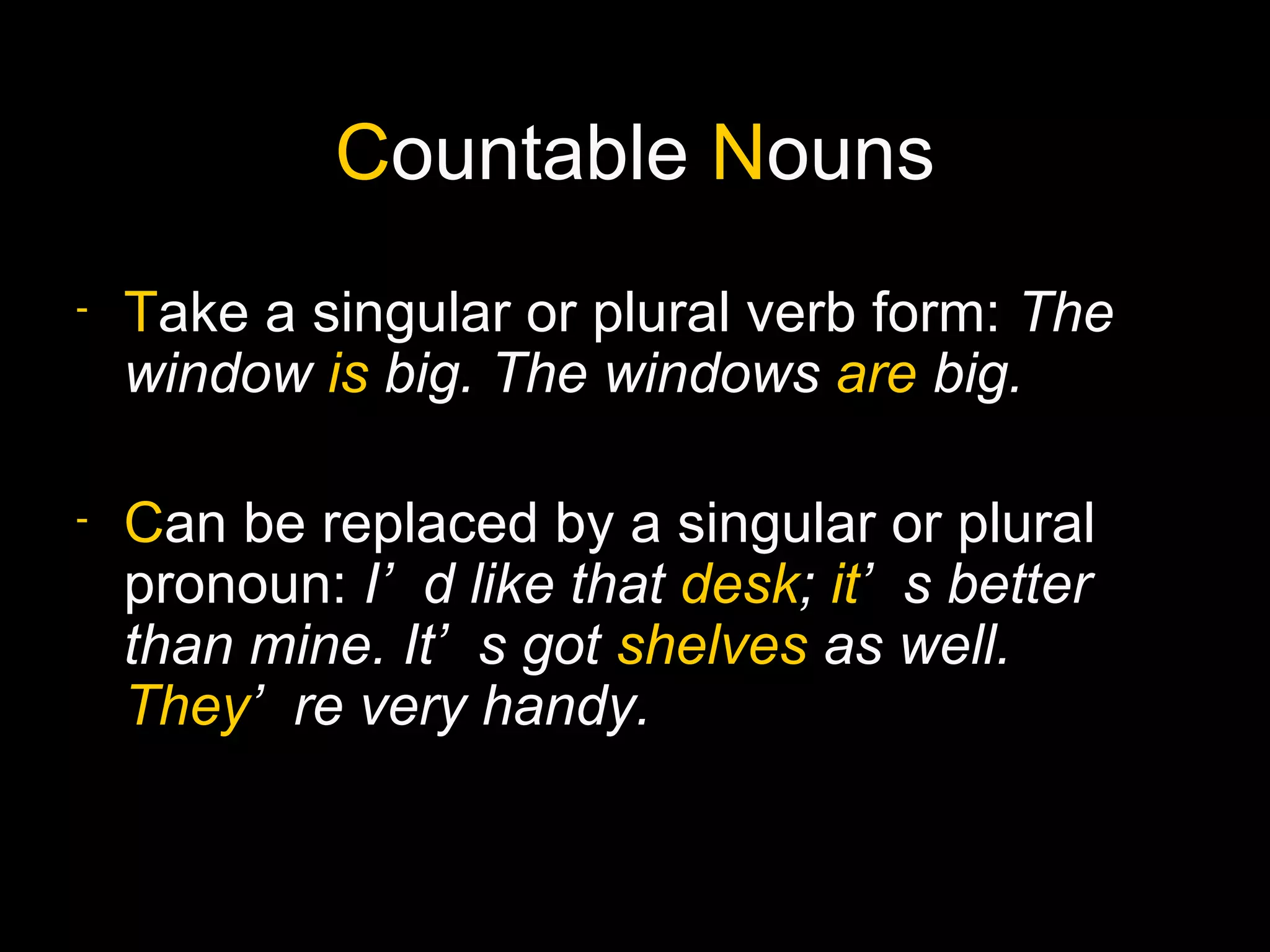 Countable and Uncountable Nouns | PPT