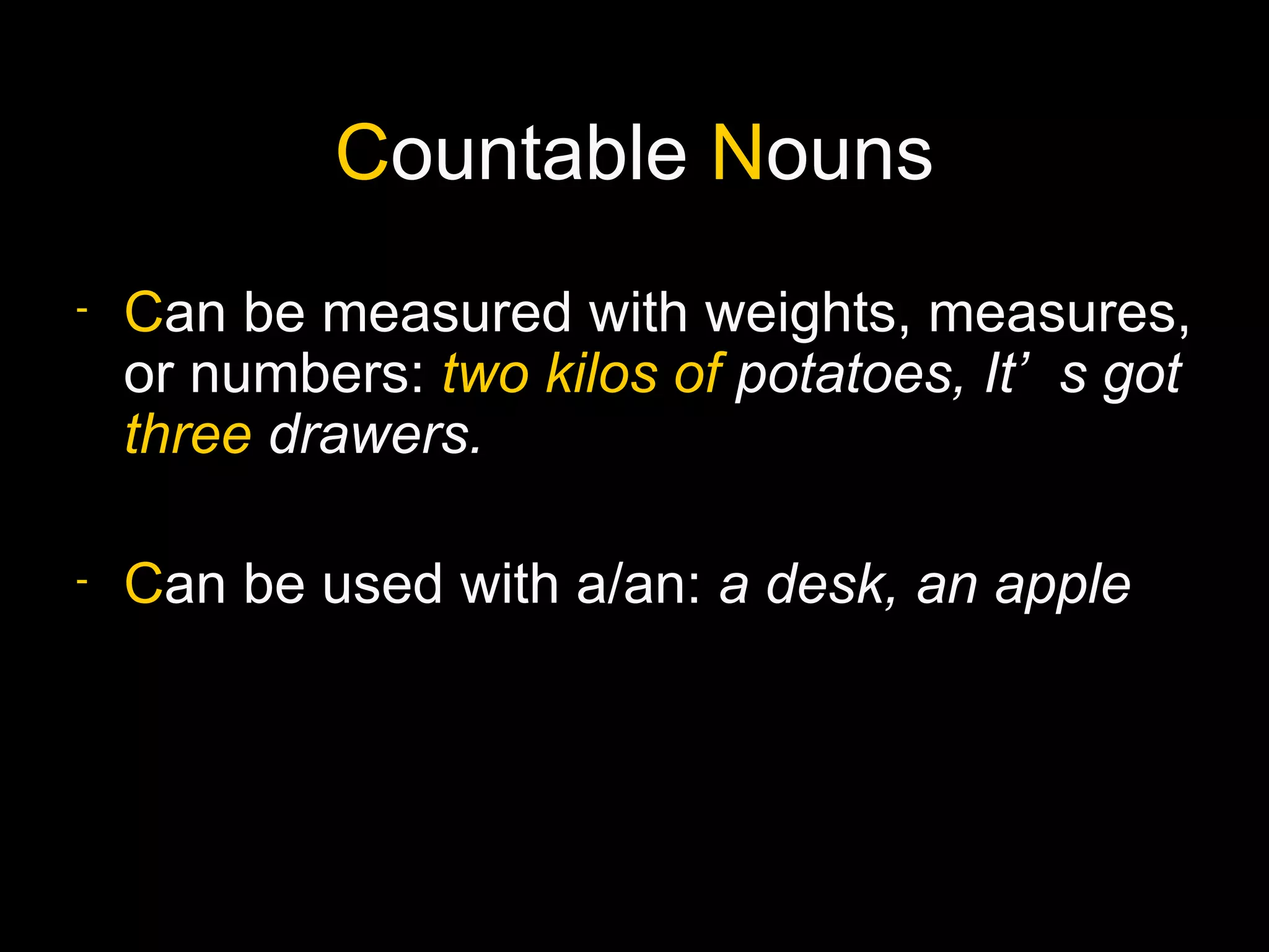 Countable and Uncountable Nouns | PPT
