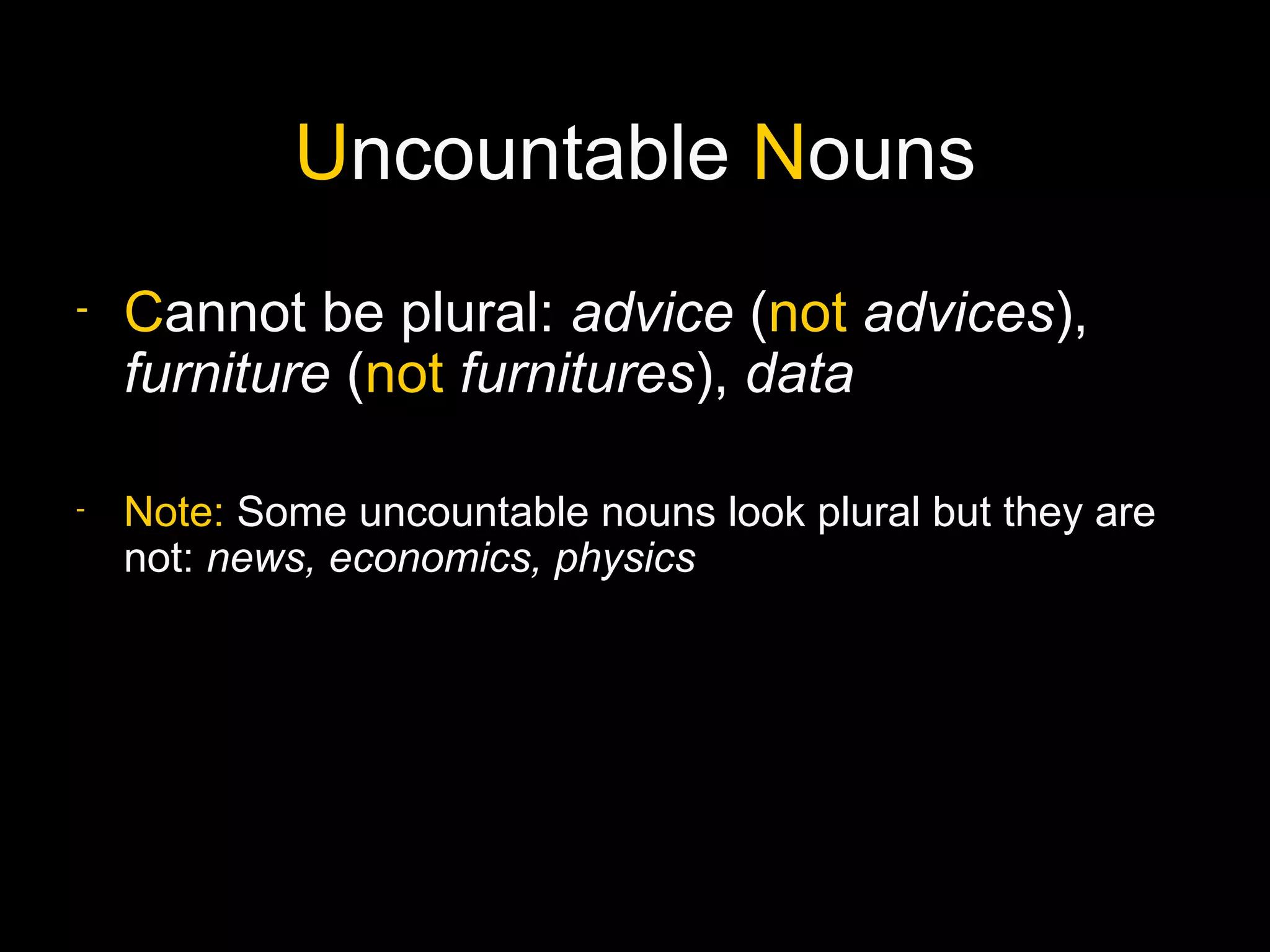 Countable and Uncountable Nouns | PPT