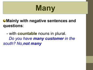 Countable & uncountable. some, any, much, many, a lot of, lots of | PPTX