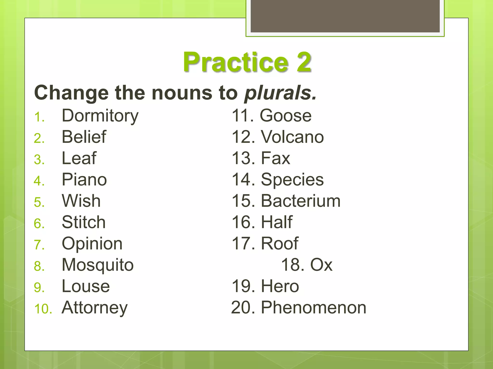 Countable, Uncountable & Plurals | PPT