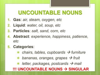 Countable, Uncountable & Plurals | PPT