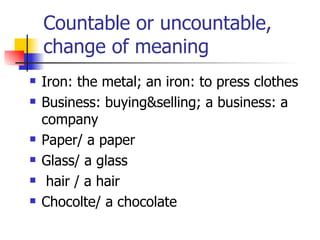 Countable uncountable nouns | PPT